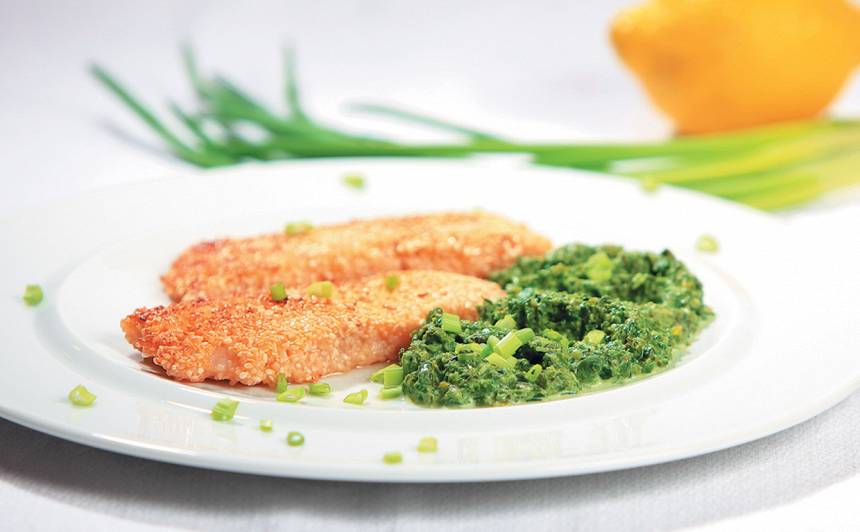 Cepta zivs fileja ar spinātu biezeni — Santa